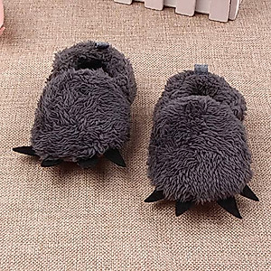 Lykmera Autumn Winter Children Baby Toddler Shoes Flat Non Slip Soft Warm Comfortable Cute Cartoon Shape Baptism Shoes (Grey, 6-12 Months)