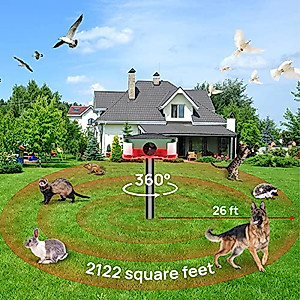 Meilen 360° Solar Ultrasonic Animal Repeller - Protect Your Garden with Remote Control,Motion Detection & IP65 Waterproof,Repels Cat,Raccoon,Skunk,Rabbit,Squirrels