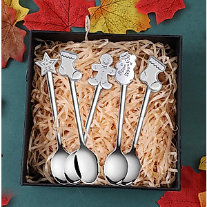 SLKIJDHFB 8pcs Christmas Coffee Spoons Stainless Steel Stirring Spoons Creative Mini Tea Spoon for Stirring Mixing