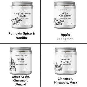 1OAK Fall Candles Set of 4 Pack - Fall Candle Pack - Autumn Candle Set - Fall Scented Candles - Fall Bulk Gifts - Fall Gift Set - Fall Soy Candles - Autumn Gifts - Fall Gifts for Women