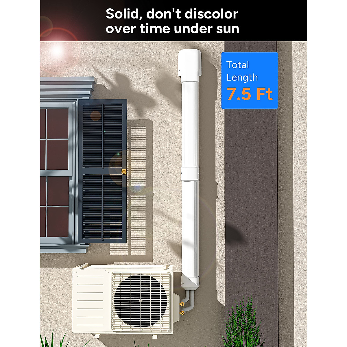 Toutgood 4'' 7.5Ft Mini Split Line Set Cover kit for Ductless Mini Split Air Conditioner and Heat Pumps PVC Decorative, Central AC, Upgraded UV-Proof Strong&Durability