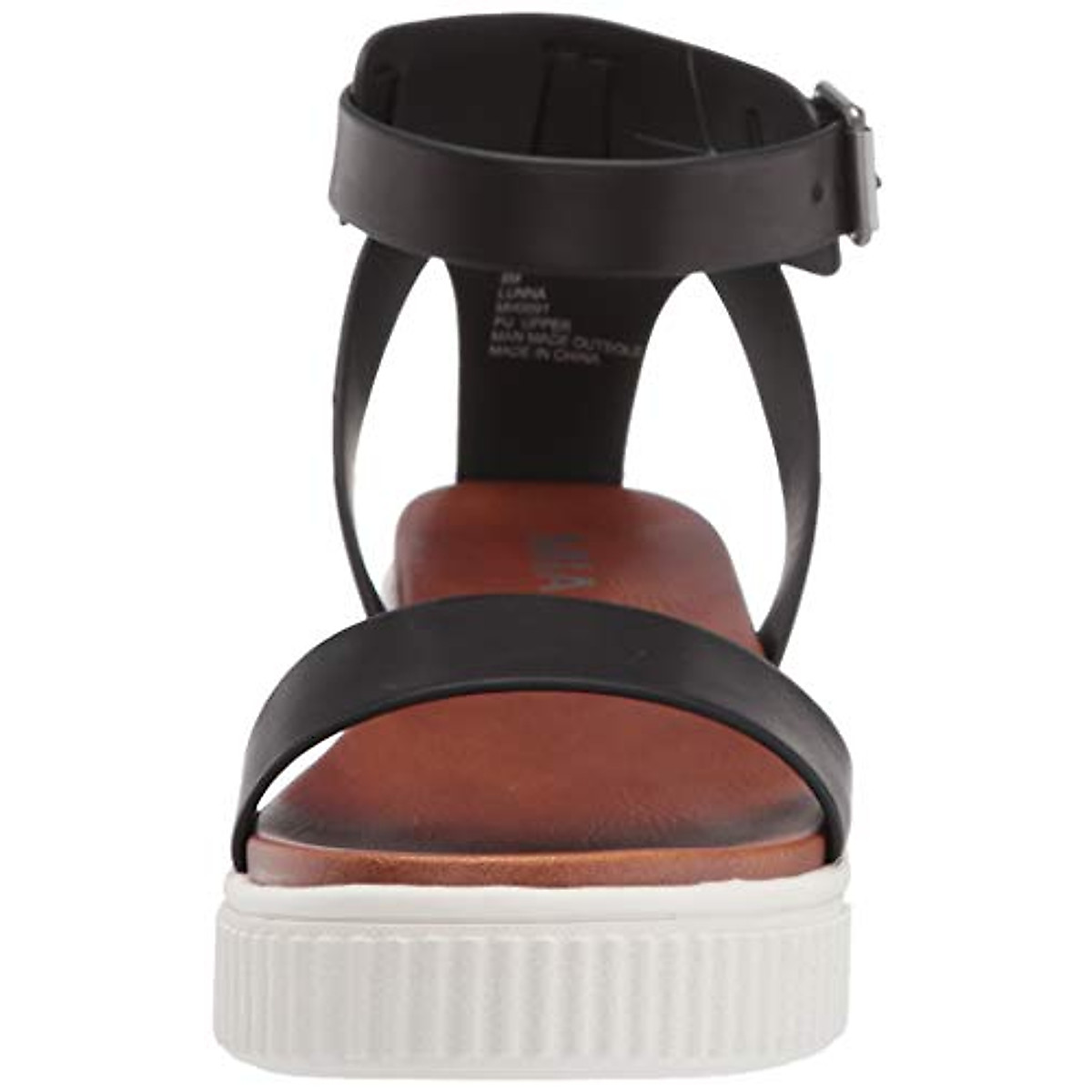 MIA Lunna Womens Open Toe Ankle Strap Flatform Platform Sandals, Comfortable Casual Shoes for Spring and Summer, Black, Size 8.5