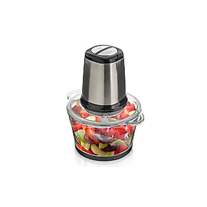 Eternal Living Food Processors & Vegetable Chopper with Glass Bowl Ground Meat Vegetables Fruits Nuts Ice, Stainless Steel