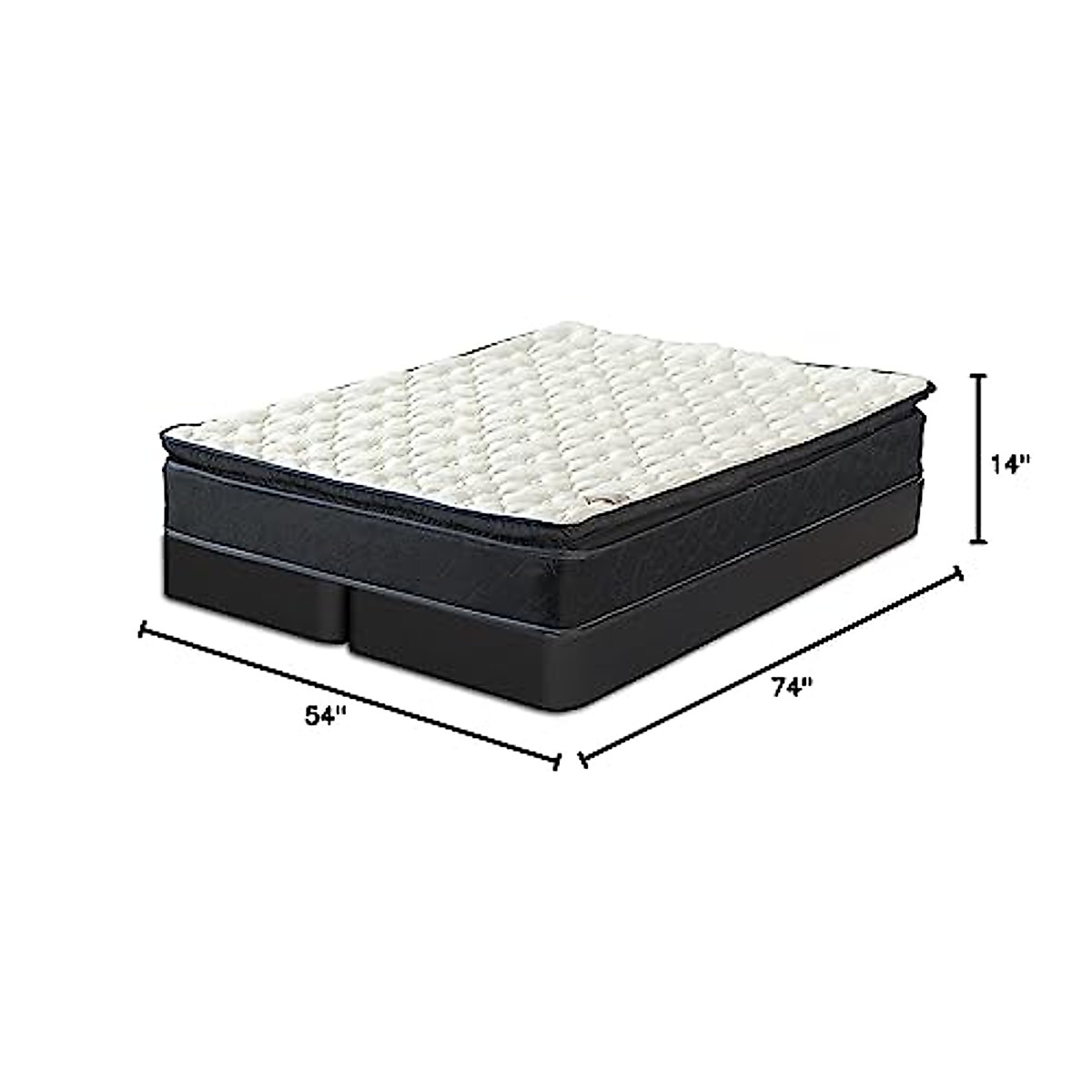Greaton, 9-Inch Medium Firm Pillow Top Heavier Pocket Coil Spring Hybrid Mattress, Motion Isolation with Durable Support with 4" Split Wood Box Spring, Full, Black