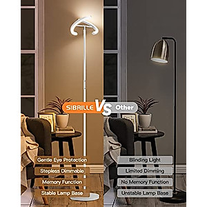 SIBRILLE White Floor Lamp, Modern Stepless Dimmable Standing Lamp 3000-6000K, 20W LED Rotatable Reading Tall Lamp, Touch & Remote Control Uplighter Floor Lamps for Living Room Bedroom Office