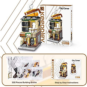 QMAN Girls Building Blocks Toy Crossroad Café Building Kit Creative Coffee House Street-View Bricks Toy for Girls Age 6-12 and Up (332 Pieces)