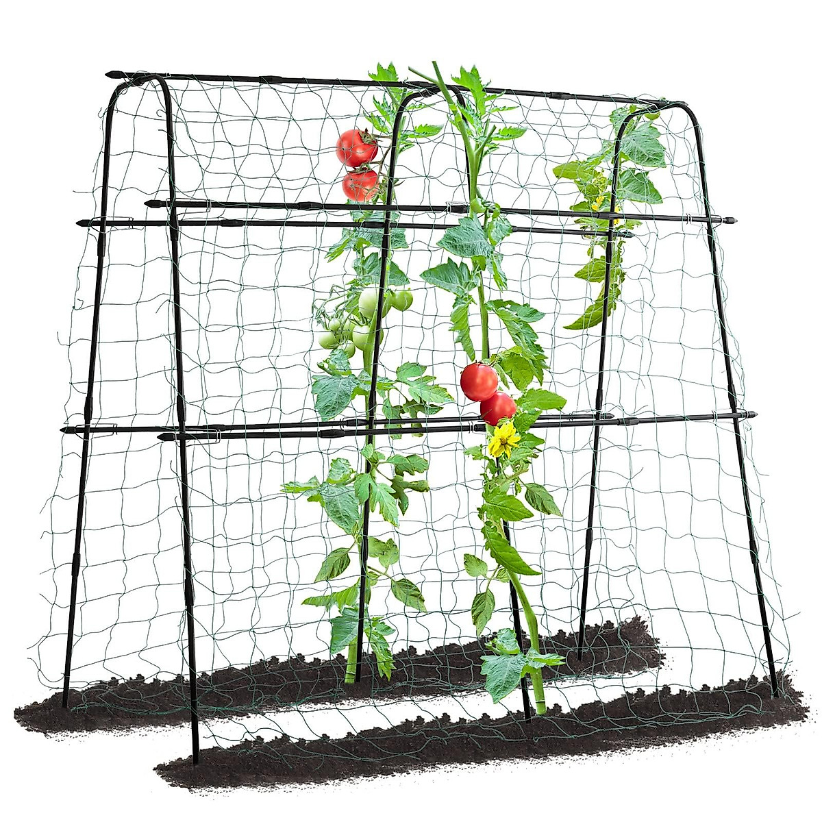 FOLLOOK Cucumber Trellis for Garden, 5ft Tall Metal Pea Tunnel Garden Arch Trellis for Climbing Plants Outdoor, A-Frame Trellis Support Vegetables Squash Cucumber Trellis for Raised Bed, Lightweight