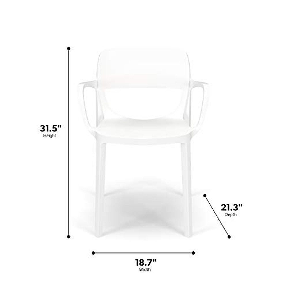 HON Basyx Prodigy Commercial-Grade 2-Pack Stackable Arms, Indoor & Outdoor Chair, White