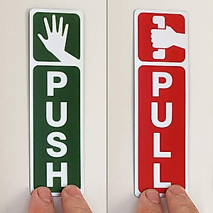 SmartSign "Pull/Push" Kit of 2 Anodized Signs | 1.5" x 5" Aluminum