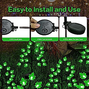 Thanksgiving Decorations Outdoor Solar Lights - 2PACK 40LED Maple Tree Solar Thanksgiving Lights for Fall Decorations,Waterproof Solar Fall Lights for Autumn Harvest Festivals Outside Yard Decor,Green