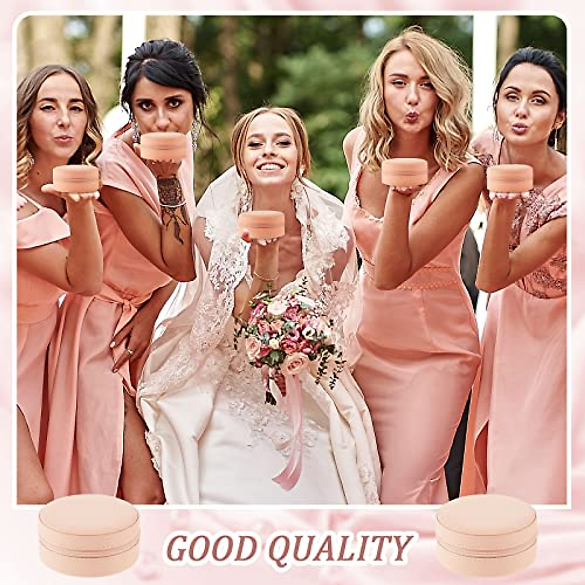 6 Pcs Travel Jewelry Case Bridesmaid Gift Boxes Jewelry Travel Organizer Small Round Jewelry Box Mini Storage PU Leather (Pink)