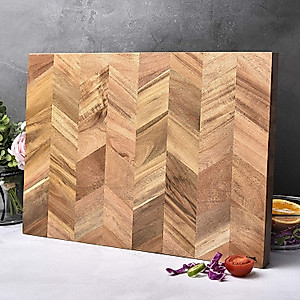 BILL.F Chopping Board 18" Large Acacia Wood Cutting Chopping Board for Kitchen with End-Grain,1" Thick Large Butcher Block 18x13x1.0 in