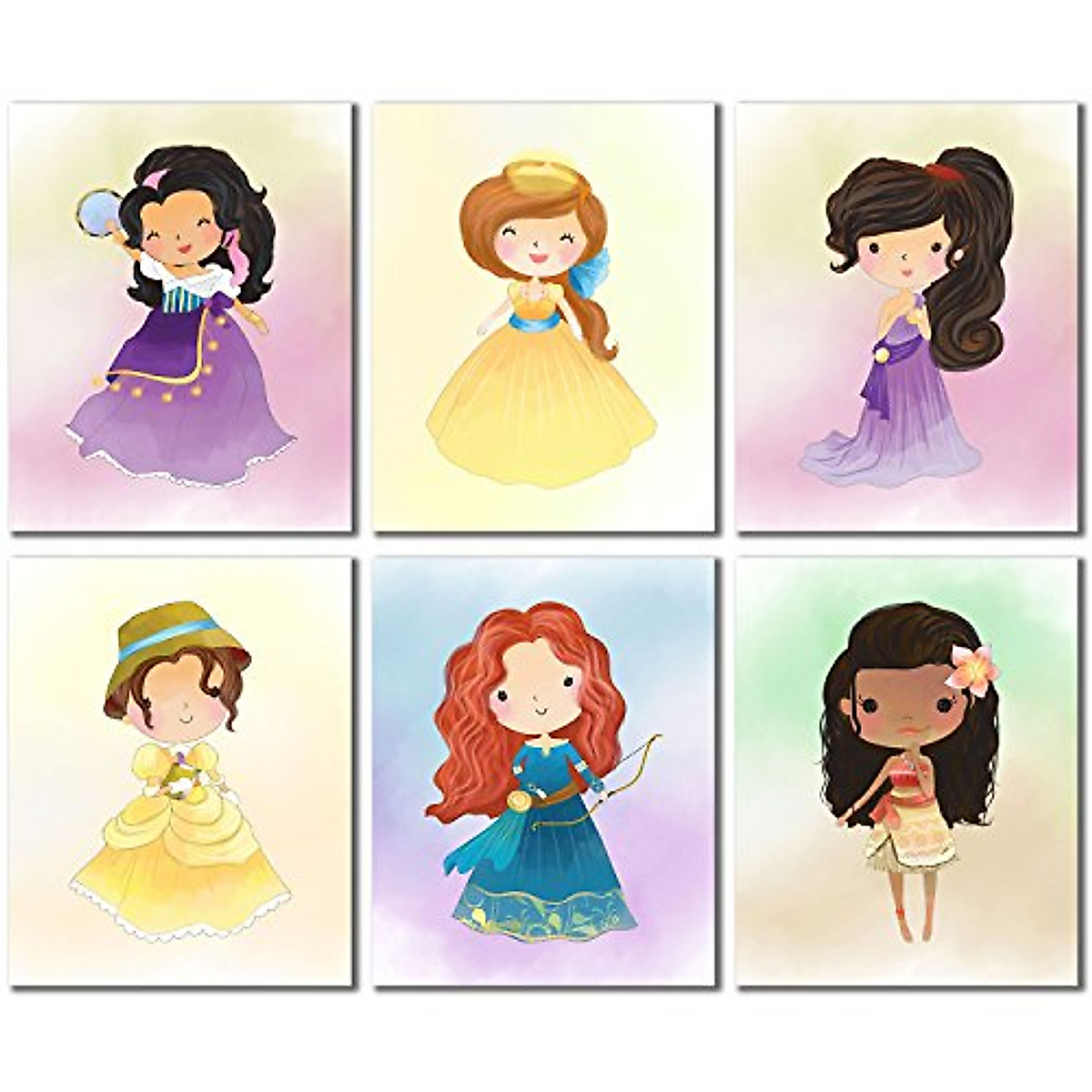 Ultimate Princess and Heroine Kids Art Prints - Set of 24 Original (8 inches x 10 inches) Watercolor Photos