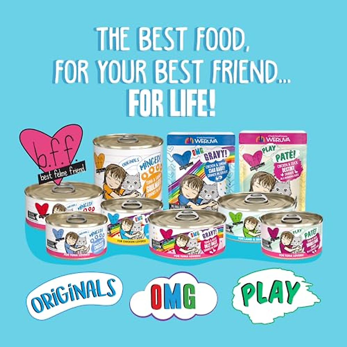 Weruva B.F.F. OMG - Best Feline Friend Oh My Gravy!, Booya! Beef & Chicken in Gravy Cat Food, 2.8oz Pouch (Pack of 12)