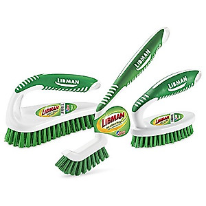 Libman Scrub Brush Kit – Three Different Durable Brushes for Grout, Tile, Bathroom, Kitchen. Easy to Handle, Strong Fibers for Tough Messes – Family Made in the USA, Unisex Lot 2406