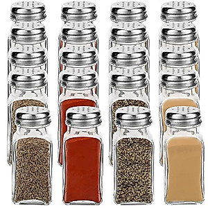 20 Pack Salt and Pepper Shakers Glass Set, 3.82 x 1.5 Inch Pepper Dispenser with Stainless Steel Lid for Salt, Pepper, Spices, Seasonings, Kitchen Restaurants and Catering Supplies