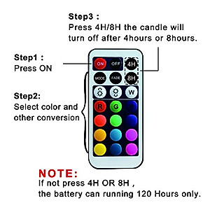 WRalwaysLX Flameless Candles with Timer, Colour Changing LED Candles with Remote Control,Battery Candles Outdoor and Indoor Home Decor, Set of 3, 2.5" D X H3/4/5 by 3AAA Batteries(not Included)