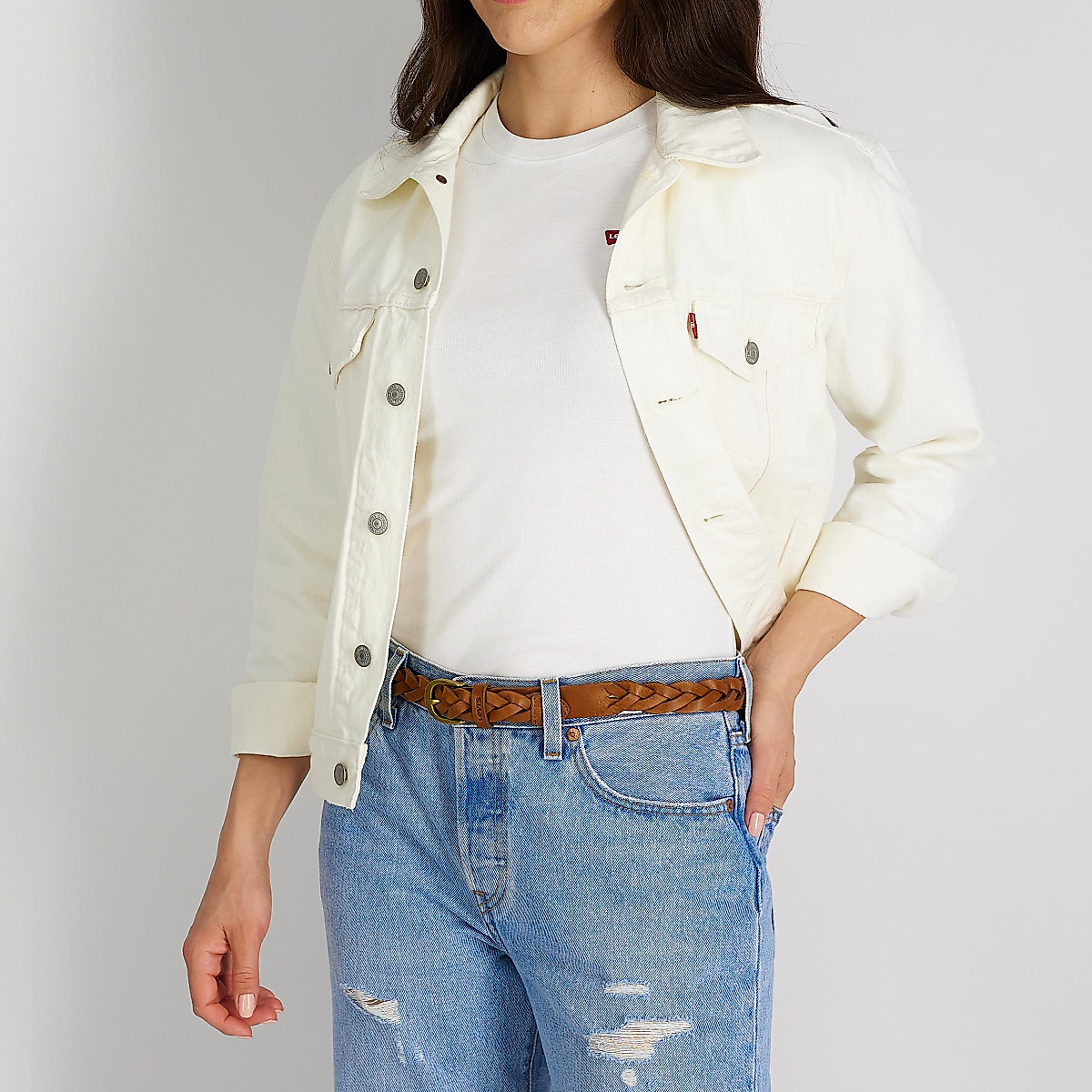 Levi's Women's Fully Adjustable Casual Skinny Belt for Jeans, Trousers and Dresses, Tan Braid, Medium