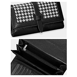 Solaround Leather Wallets for Women Tri-fold Large Capacity Clutch Wallet (Clutch, Black)