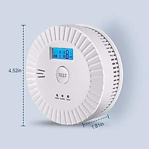 3 Packs Smoke and Carbon Monoxide Detector Powered by Battery,Portable Smoke Detector Carbon Monoxide Detector Combo with Large LCD Display, Fire Alarm Smoke Detector for Home,Kitchen
