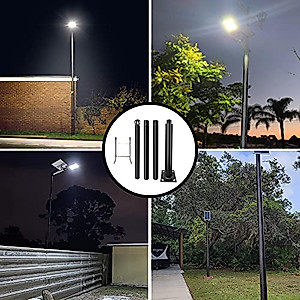HYPERAZA Solar Street Light Pole 13.12ft Garden Light Pole Outdoor Heavy Metal Light Pole Field Light Pole Ranch Light Pole for Hanging Solar Heavy Duty Street Light with Ground Cage and Mounting Kit