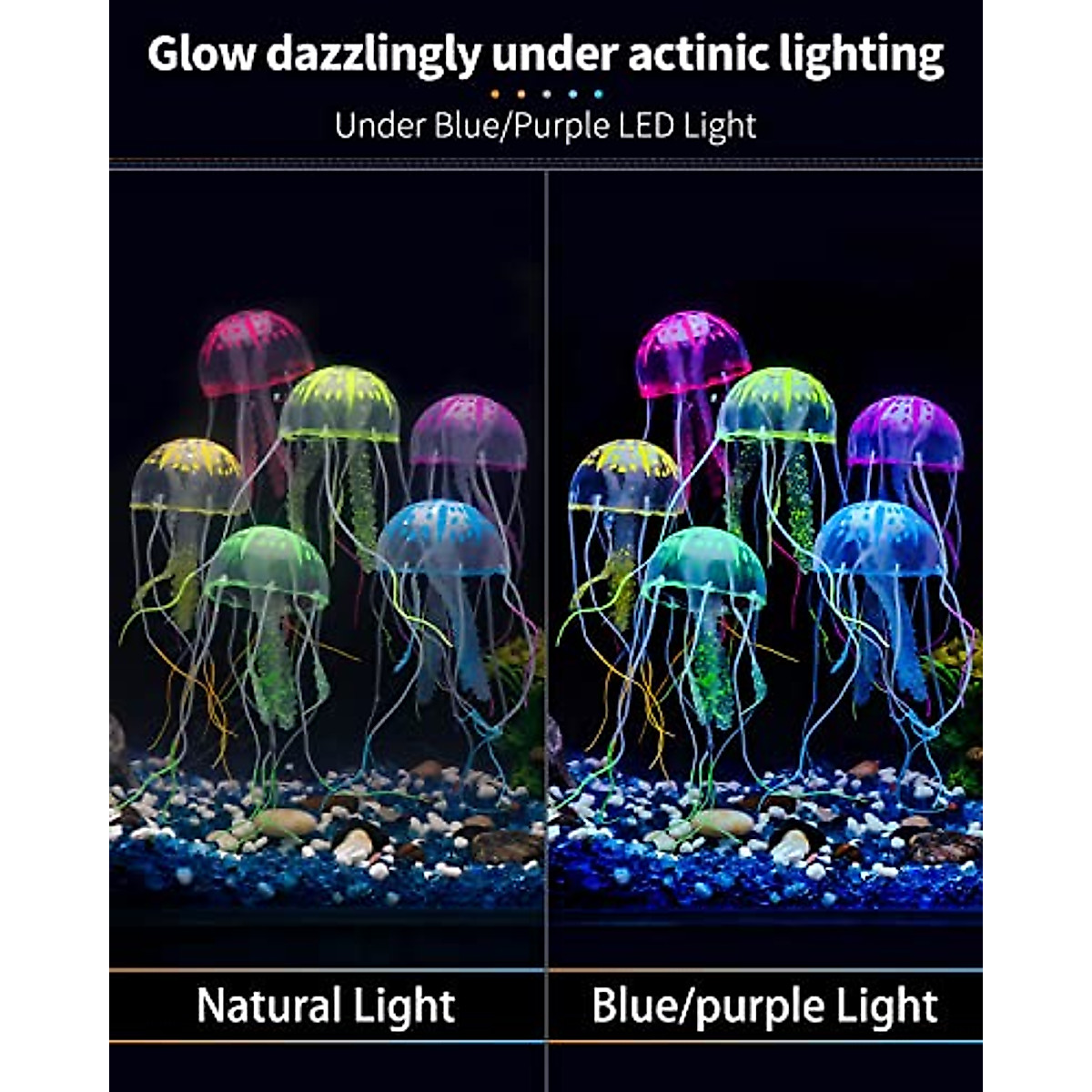 Uniclife 6 Pcs Glowing Jellyfish Ornament Decoration for Aquarium Fish Tank