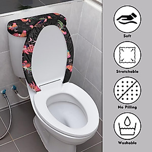 Tomeusey Toilet Lid Cover Set of 2 Pack,Rooster Print Durable Toilet Lid Seat Cover with Elastic Edges,for Home Toilet Tank Lid Cover,Easy to Install
