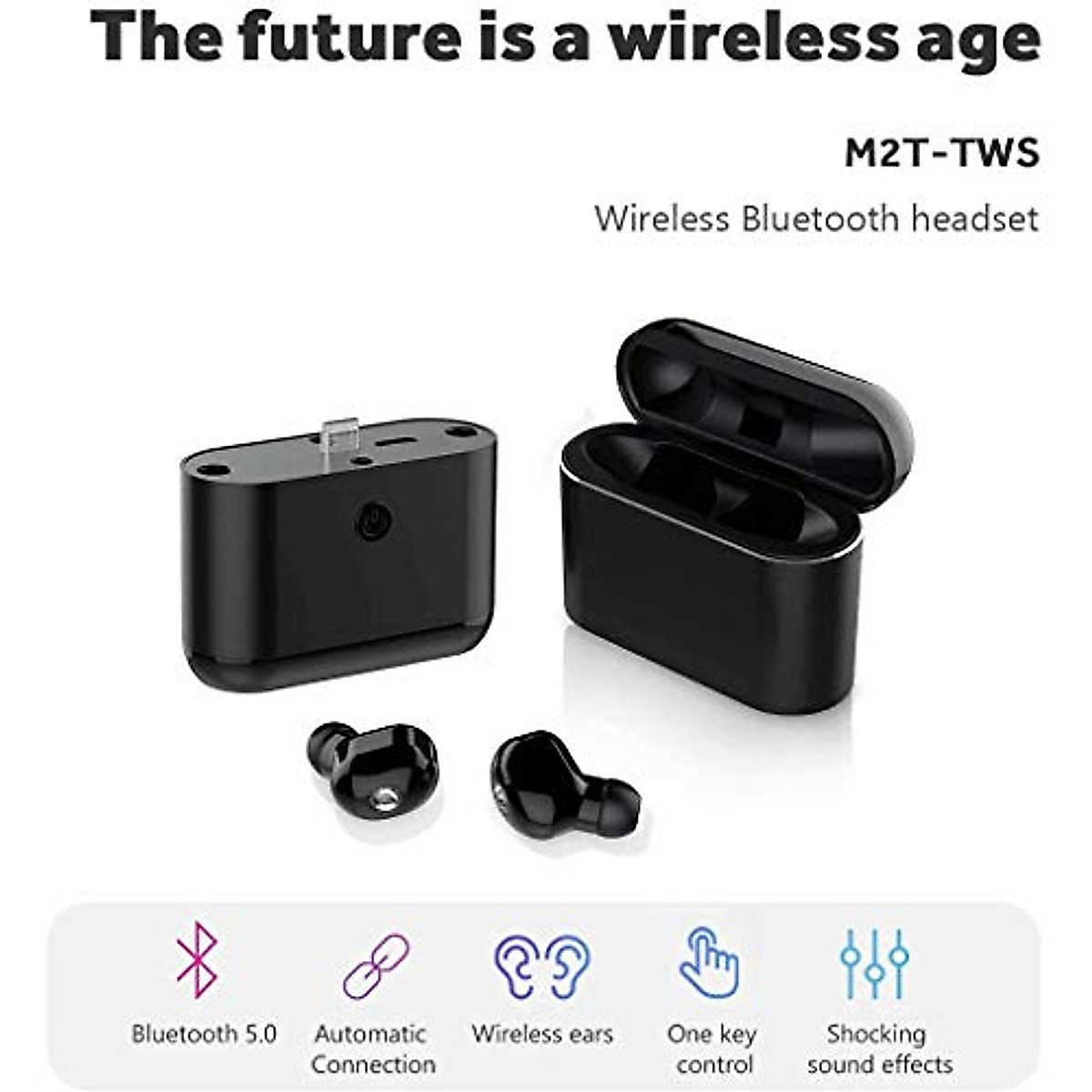 TBIIEXFL Earbuds Headphones Touch Control with Charging Case Waterproof Stereo Earphones in-Ear Built-in Mic Headset Premium Deep Bass for Sport (Color : D)