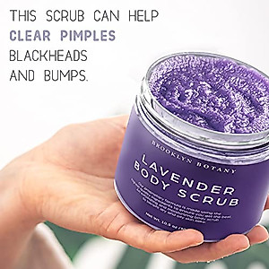 Brooklyn Botany Dead Sea Salt and Lavender Body Scrub - Moisturizing and Exfoliating Body, Face, Hand, Foot Scrub - Fights Fine Lines, Wrinkles - Great Gifts for Women & Men - 10.5 oz