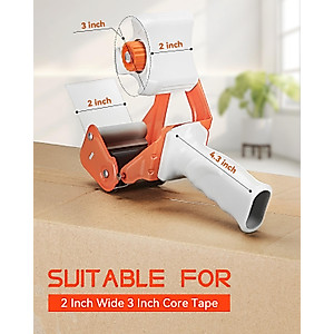 MUNBYN Packing Tape Dispenser, 2 Inch Tape Gun Dispenser for 3 inch Tape Core, Lightweight Tape Cutter Great with Blade Cover for Heavy Duty Shipping, Moving Mailing Box Sealing Carton Packaging
