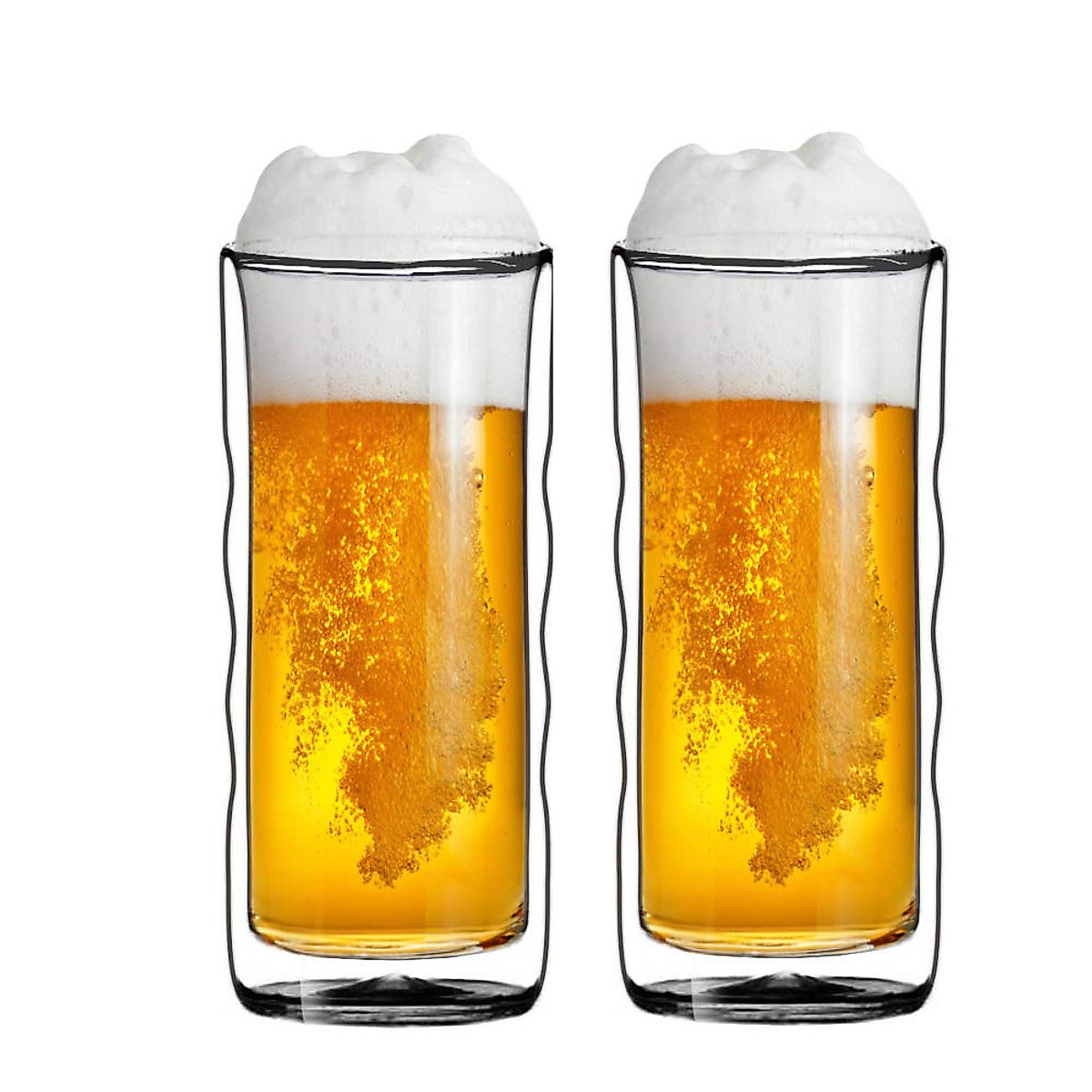 Sun's Tea(tm 20oz Wave Strong Double Wall Thermo Glasses for Beer/Tea/Coffee, Set of 2
