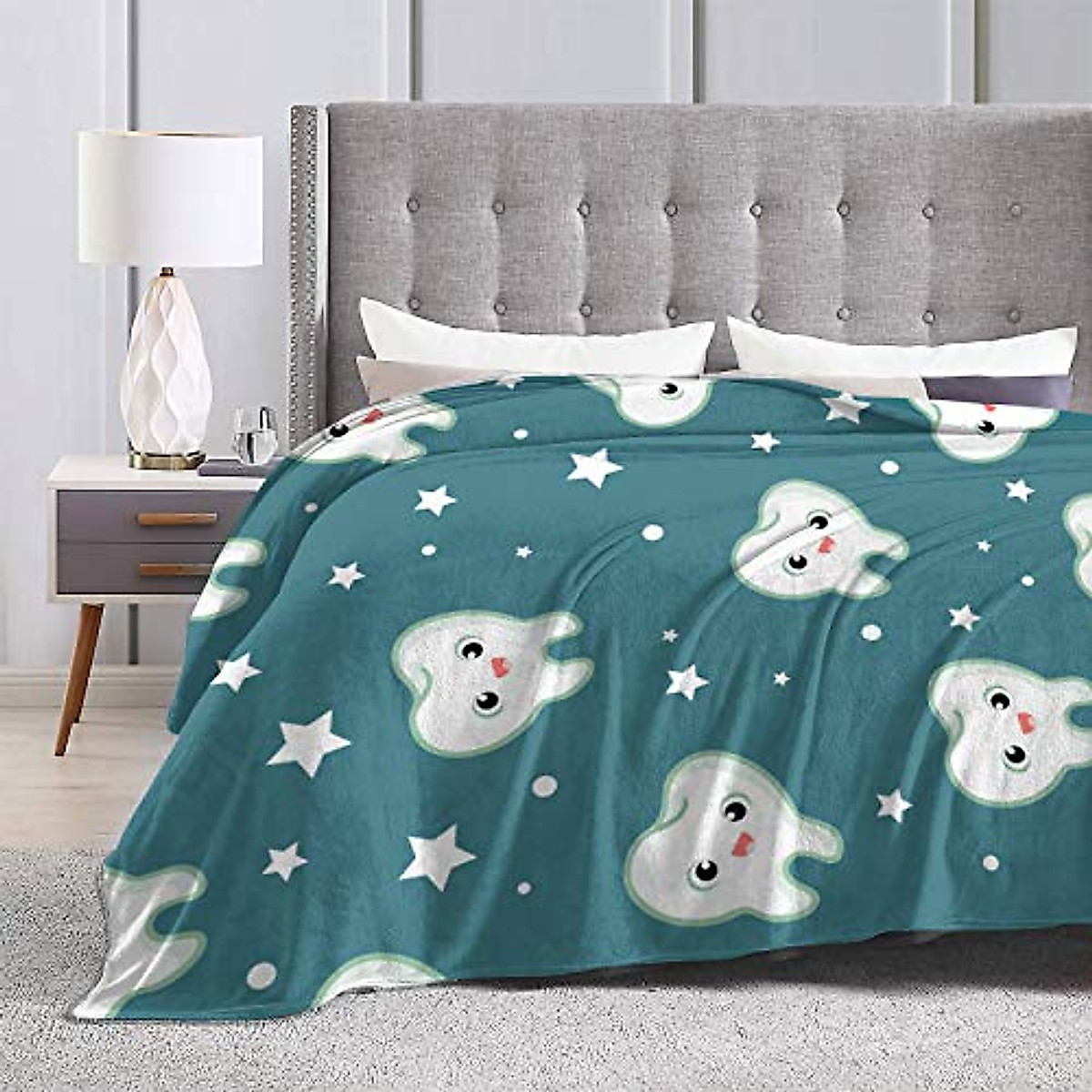 Pindola Funny Teeth Throw Blanket Warm Lightweight Soft Cozy Warm Home Decoration 50"x40"