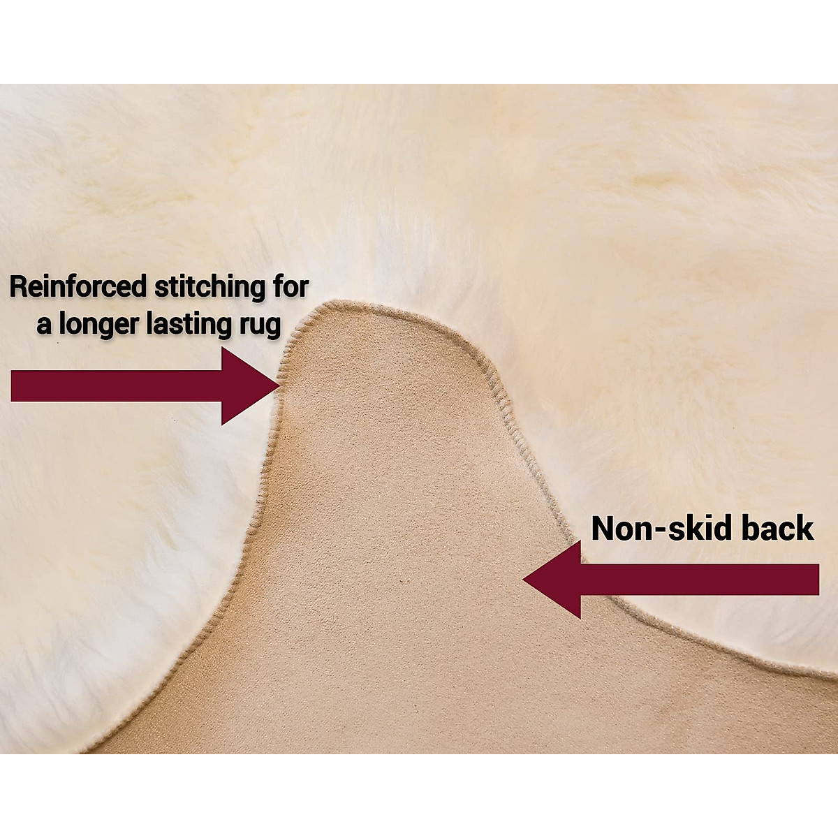 Chesserfeld Luxury Faux Fur Sheepskin Rug, White, 4ft x 6ft with Thick Pile and Non Skid Back, Washable, Makes a Soft, Stylish Home Décor Accent for a Kid's Room, Bedroom, Nursery or Living Room