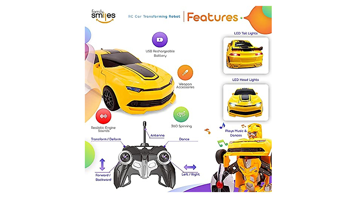 Transforming Kids RC Sports Car & Robot - Remote Control