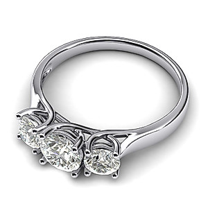 Fine 10k White Gold Three Stone Trellis Simulated Diamond Ring Promise Engagement ring 2.0ctw for Women (9)