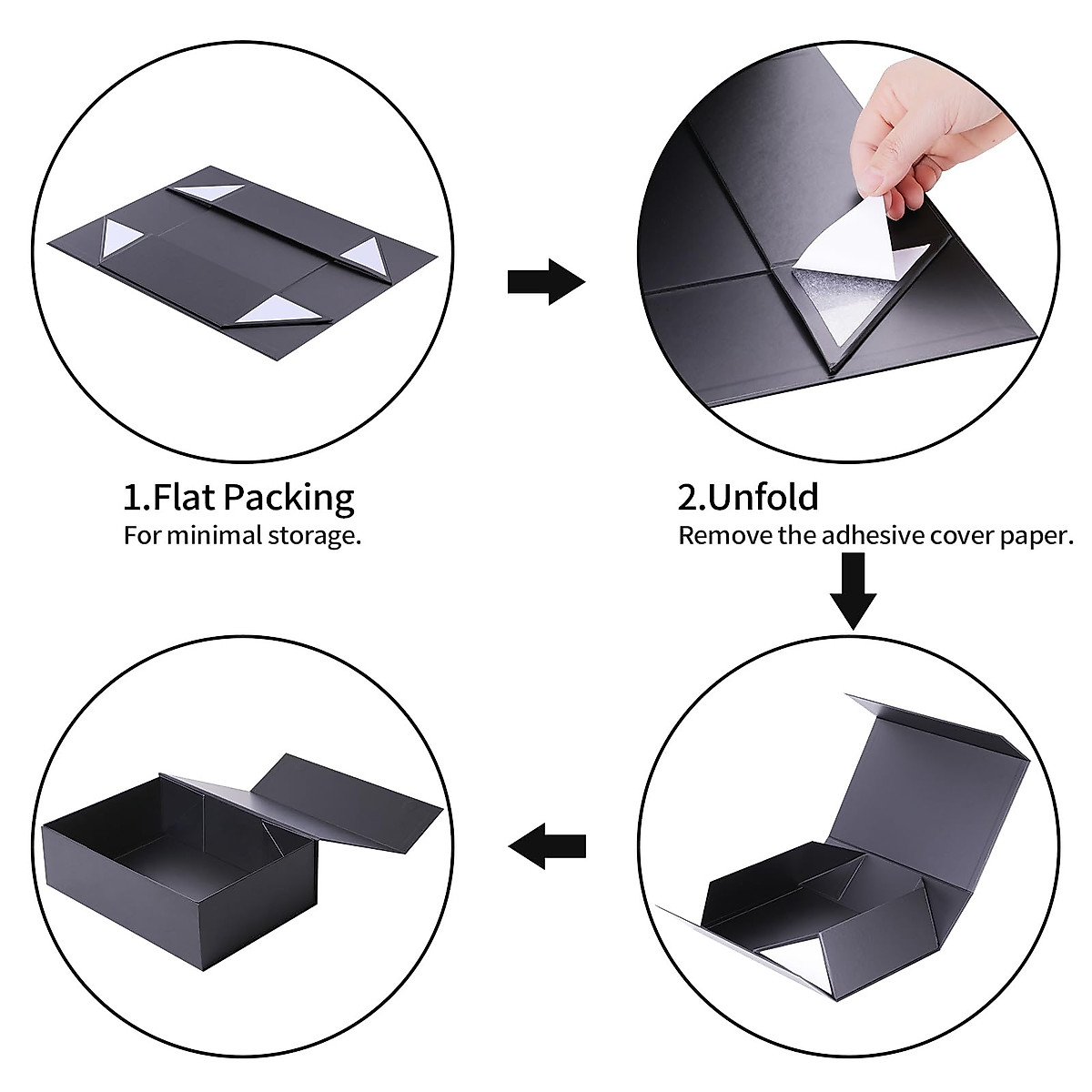 ELONG HOME Black Gift Box, 13"x 9"x 4" Large Gift Box with Ribbon and Magnetic Lid, DIY Paint/Writing Magnetic Gift Box for Small Business, Parties Apparel, Halloween and Christmas