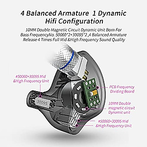 CCA C10 in Ear Monitor Headphone 10 Hybrid Drivers Wired Earbud 4BA 1DD HiFi IEM Earphones Stereo Noise Isolating Earphone with Detachable Cable for Musicians Singers Studio Audiophiles Dj PC