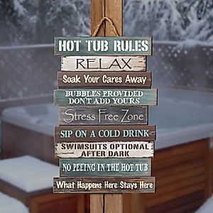 V VIBEPY All Over Print Hot Tub Rules Sign 8 Inches, 12 Inches, 18 Inches Funny Rules Sign, Bathroom Decoration Sign, Bathroom Sign, Hot Tub Sign, Bathroom Sign, Wooden Sign, Hot Tub Rules Wooden Sign