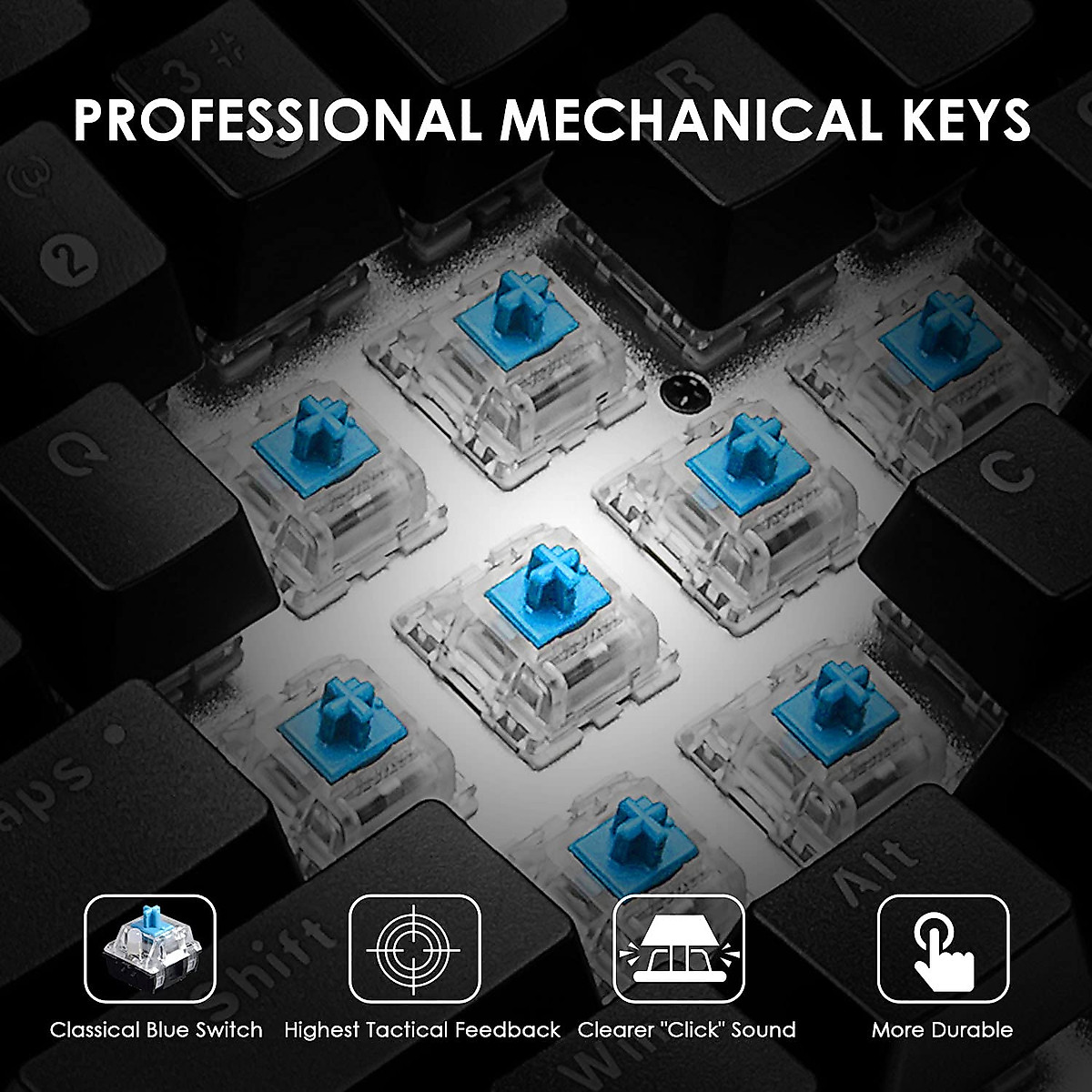 XINMENG Wired Gaming Keyboard and Mouse Combo, Compact 82 Keys RGB Blackit Mechanical Keyboard and Adjustable 8000DPI Lightweight Honeycomb Design Mouse, Spill-Resistant for Desktop, Computer, PC