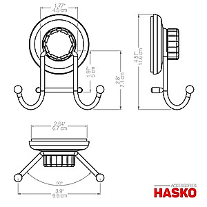 HASKO accessories - Powerful Vacuum Suction Cup Hooks - Organizer for Towel, Bathrobe and Loofah - Strong Stainless Steel Towel Hooks for Bathroom & Kitchen, Towel Hanger Storage (2 Pack)