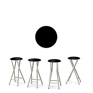 Best of Times 13169W2507 Set of (4) Martini 30" Portable Padded Bar Stools, Fabric Slip Covers with Your Choice of Design, Easily Folds, Set of 4, Black