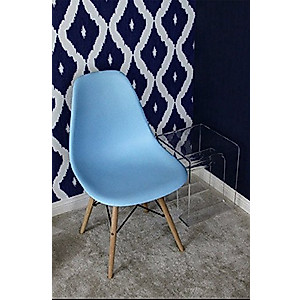 2xHome RayLeg Natural Wood Base, Dining Side Chair, Blue