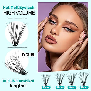 Hannahool 200Pcs 20Roots Individual False Lashes Mixed 8-10-12-14mm/9-11-13-15mm/10-12-14-16mm/16-18mm/18-20mm 0.07 Thickness Natural Cluster Lashes Makeup Volume Eye Lashes Extensions (10-12-14-16mm)