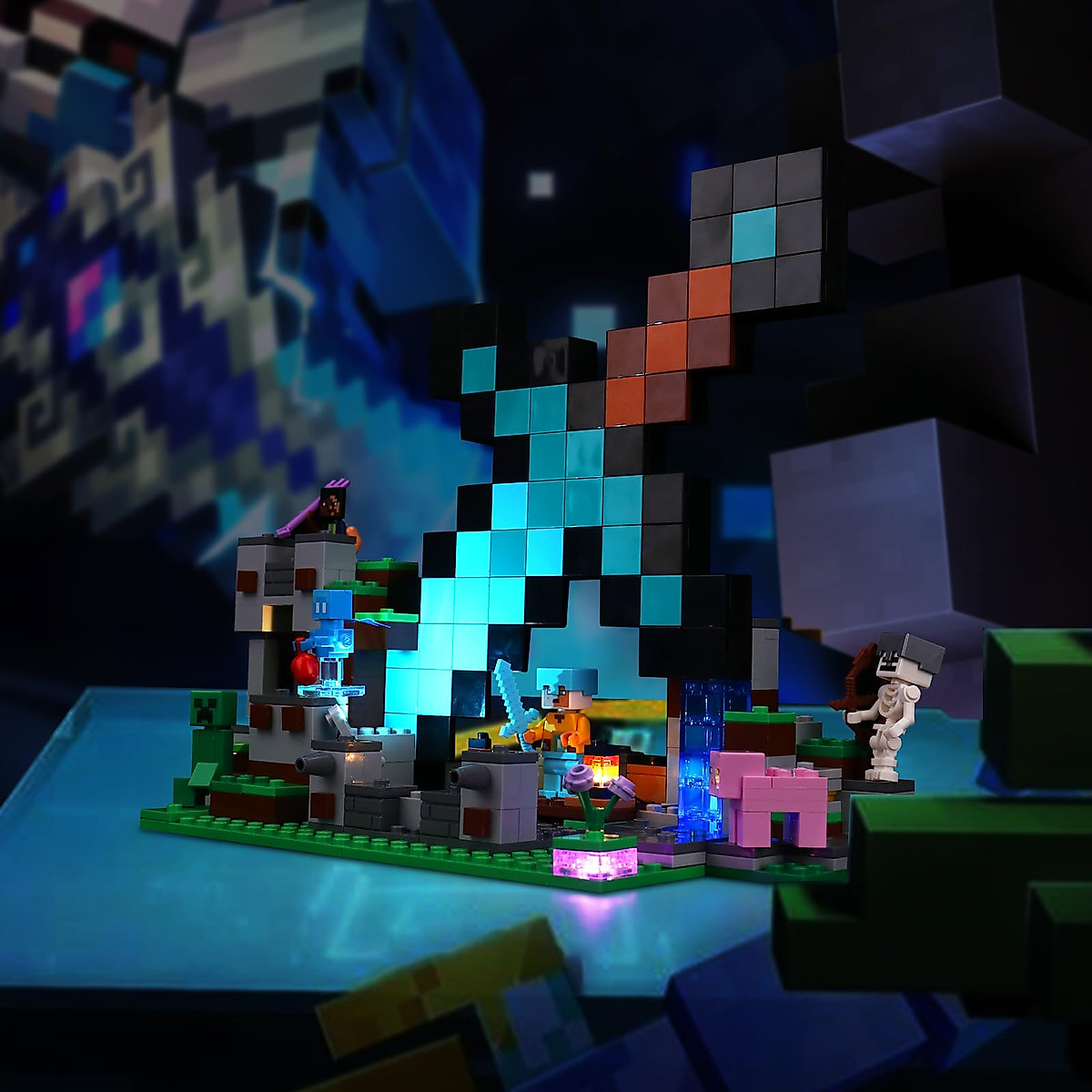 Hilighting Upgraded Led Light Kit Compatible with Lego Minecraft The Sword Outpost 21244 Building Toys, Lights Decoration Compatible with Lego 21244 (Model Not Included)