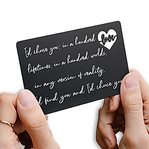 FTONENI I Choose You Wallet Insert Card, Metal Wallet Love Note, Gift for Valentines Day, Boyfriend, Girlfriend
