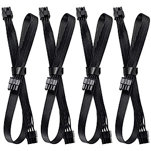 PSU 8 Pin Male to Dual 8 (6+2) Pin Male PCIE Power Cable Replacement for Corsair CoolerMaster Thermaltake Modular Power Supply (25 + 9 inches)