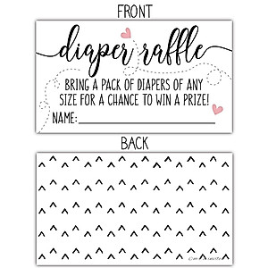 50 Sweet Heart Diaper Raffle Tickets | Gender Neutral Baby Shower Game