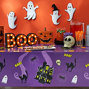 Juvale 3-Pack Halloween Table Cover for Party Supplies, Purple Disposable Plastic Tablecloth Decorations, Halloween Table Decorations for Themed Parties, Birthday Celebrations and More (54 x 108 in)