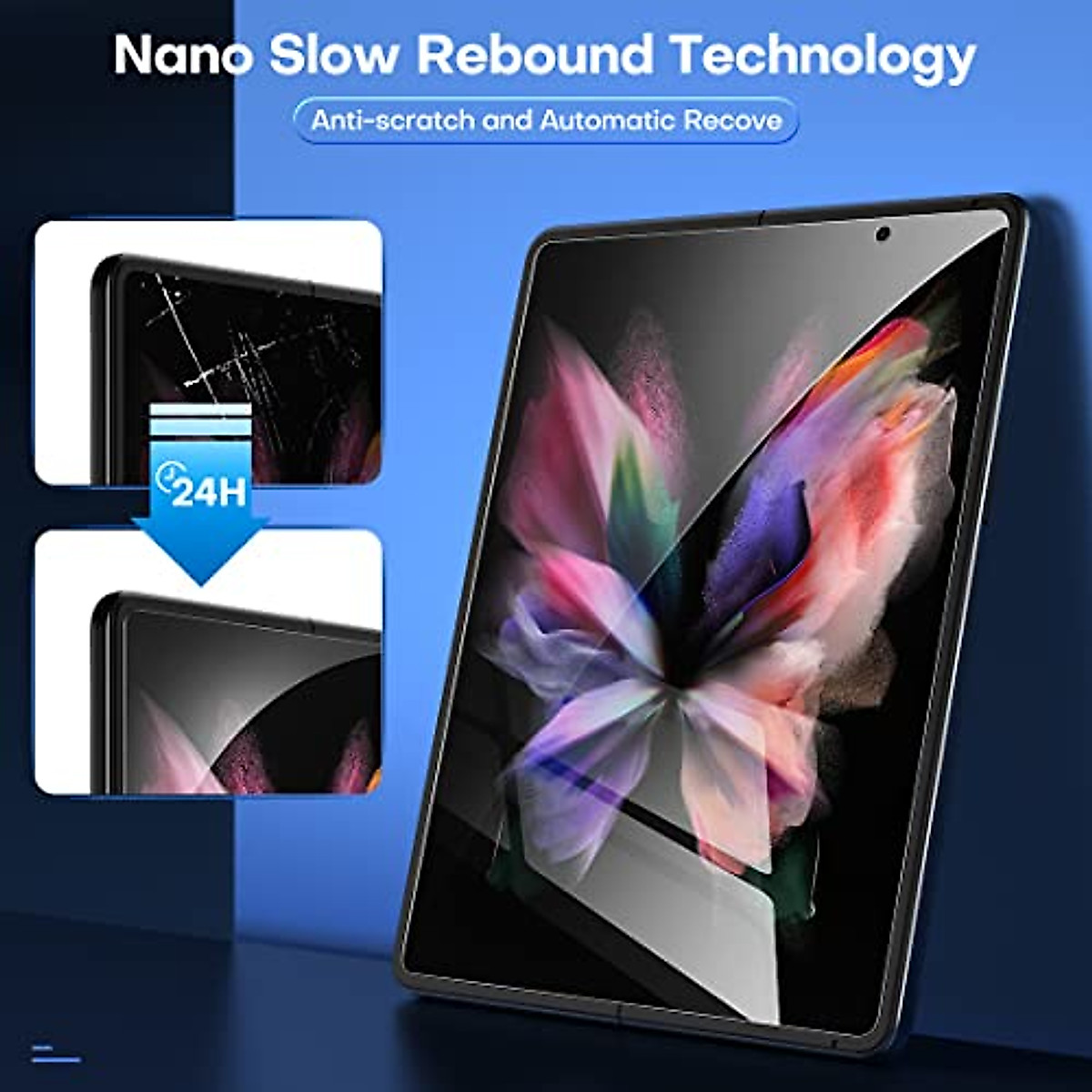 TOCOL [6 Items Designed for Samsung Galaxy Z Fold 3 5G- 2 Pack Front Tempered Glass Screen Protector + 2 Pack Inside TPU Screen Protector + 2 Pack Tempered Glass Camera Lens Protector, Bubble Free