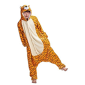 JJEUWE Adult Tiger Suit Pajamas Kigurumi Hoodie Jumpsuit Playsuit S